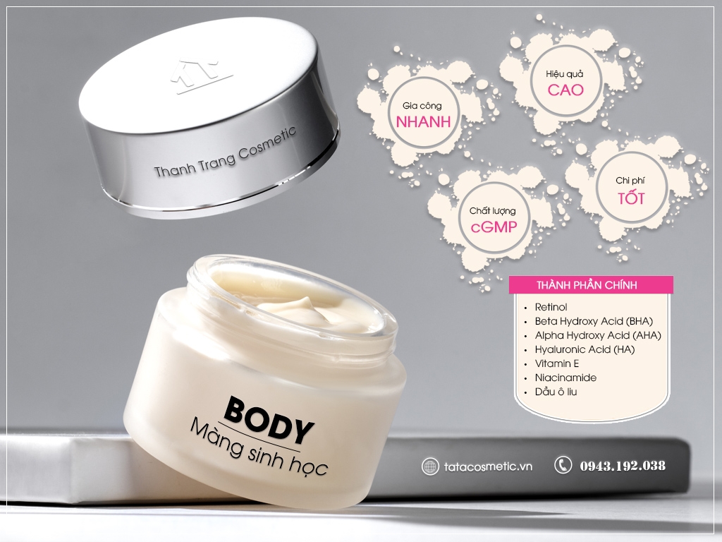 Gia công kem body màng sinh học theo xu hướng thị trường